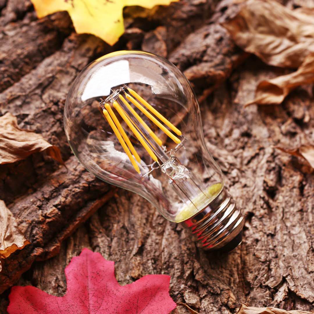 YFXRLIGHT Vintage Edison LED Bulb, Dimmable 6W A19 Antique LED Bulb, 60 Watt Equivalent for Ceiling Fan and Pendant Lighting, E26 Clear Glass Cover, Soft Warm White 2700k, 550LM, Pack of 6