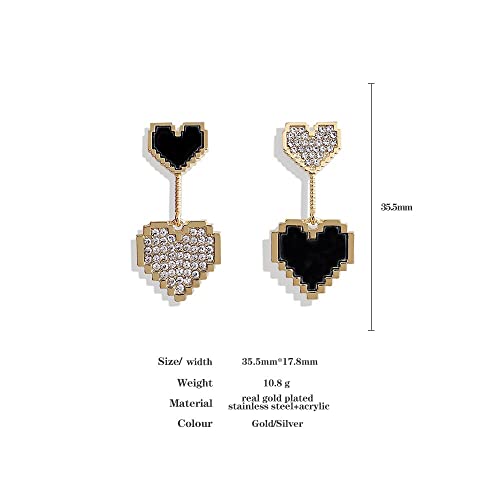 Zboro 2022 Unique Double Heart Shape Crystal Dangle Earring For Women Charm Love Heart Hanging Statement Drop Earring Jewelry - Silver