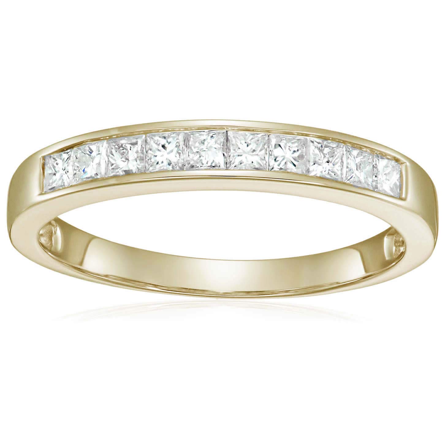 Vir Jewels 1/2 carat (ctw) Diamond Wedding Anniversary Band for Women, Half Eternity Princess Cut Square Diamond Engagement Ring 14K Yellow Gold Channel Set 0.50 cttw, Size 10