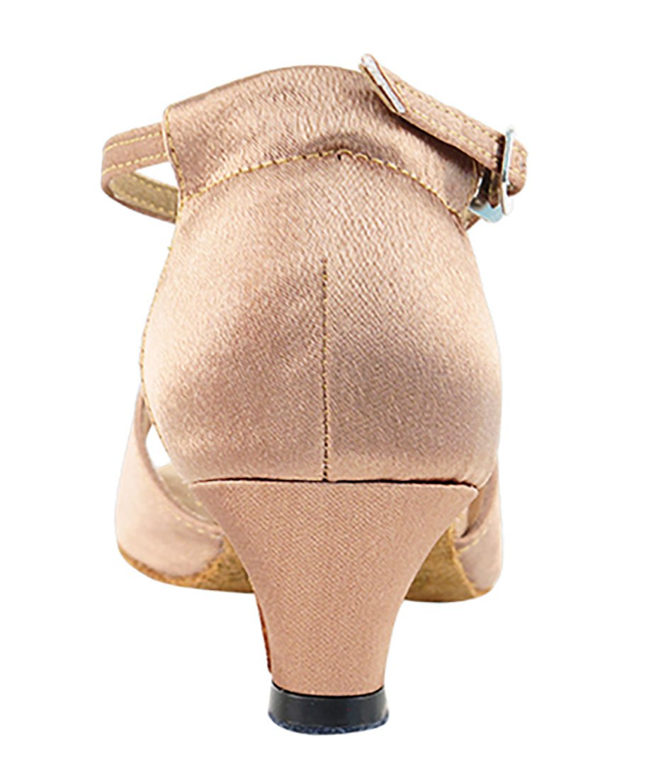 Very Fine Dance Shoes - Ladies Latin, Rhythm, Salsa Ballroom Dance Shoes - 1620-1.3-inch Heel and Foldable Brush Bundle - Brown Satin - 6.5