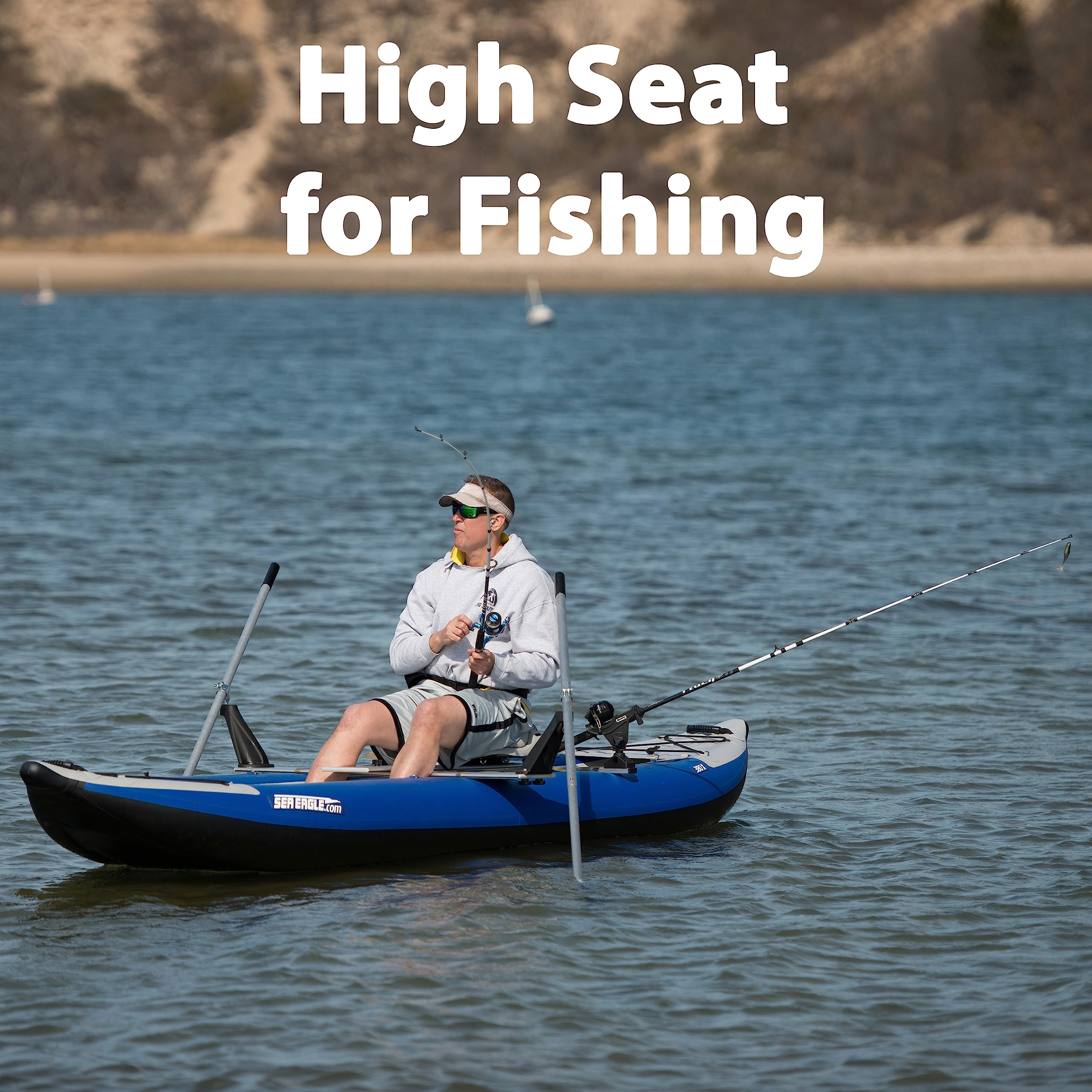 Sea Eagle 380X 12'6" Explorer Inflatable Kayak- Fishing, Touring, Camping, Exploring &White watering-Self Bailing, Removable Skeg, Drop Stitch Floor (Solo QuikRow)