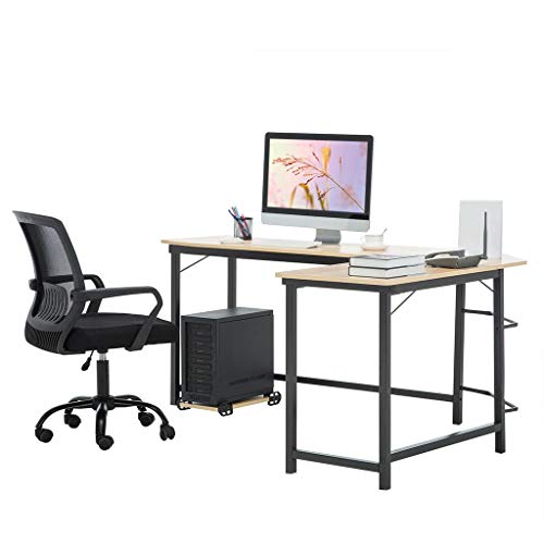 ZHOU2# Desktop Computer Desk, Home Office Study Writing Table Computer Gaming Table Bedroom Laptop Study Table, Student Steel Wood Desk Workstation Study Reading Writing Desk PC Laptop Table (White)
