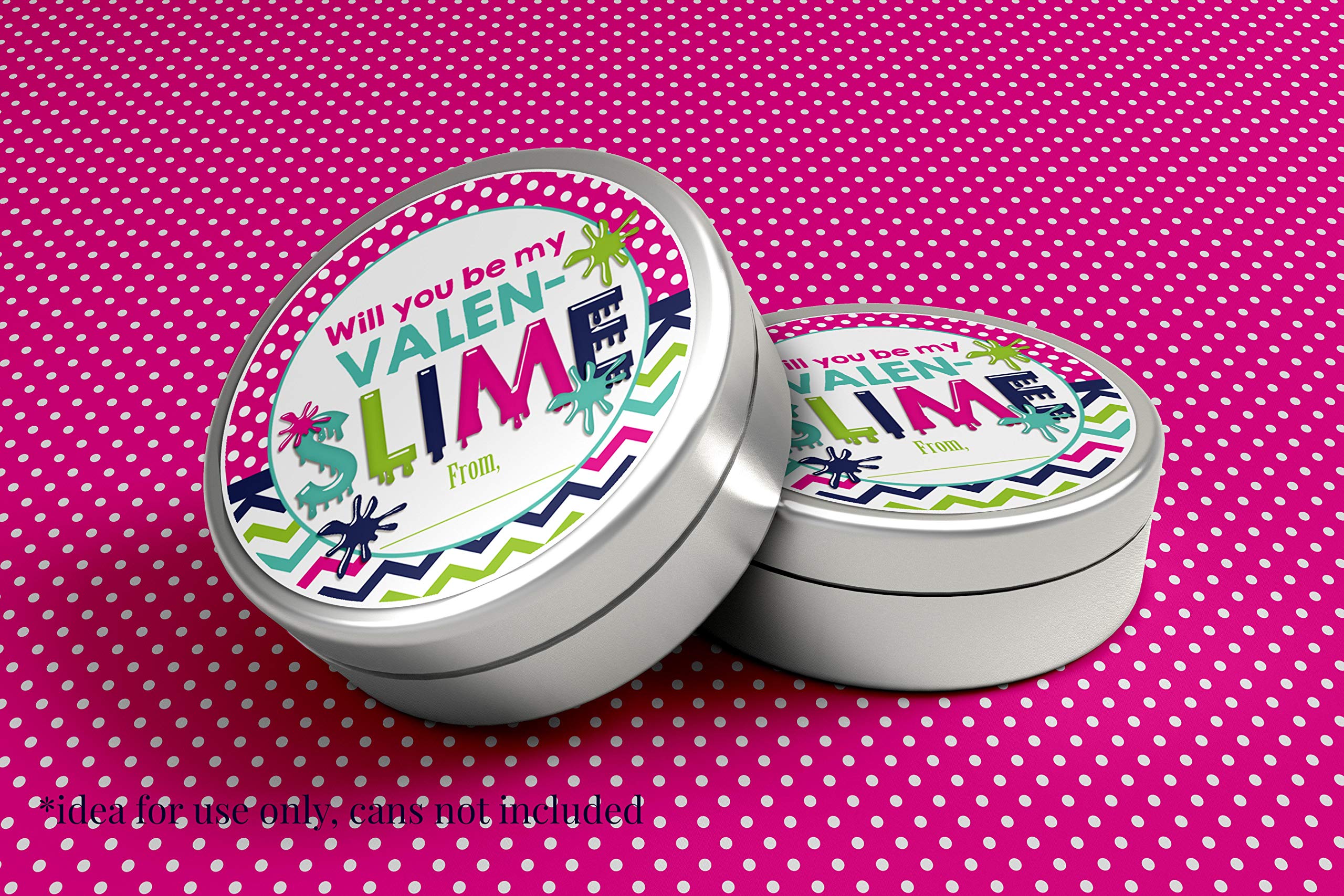 Slime Time Valentine Party Favor Sticker Labels, 40 2" Party Circle Stickers by AmandaCreation, Great for Classroom Valentines, Envelope Seals, Gifts & Treats