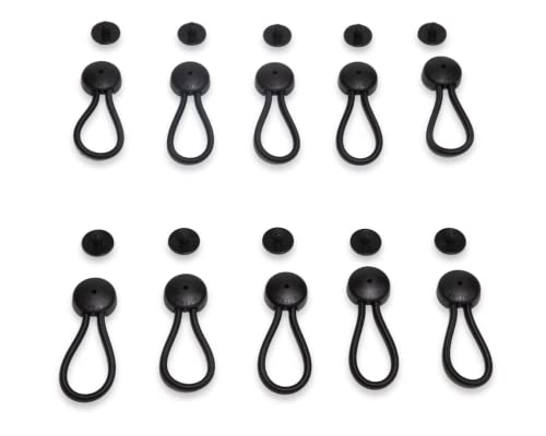 Stayput 6 5/8" Standard Size Black Shock Cord & Fastener for Boat Canvas, 10 Pack Cord Length is 6 5/8" End to End, Sturdy and Easy to Install with no Special Tools