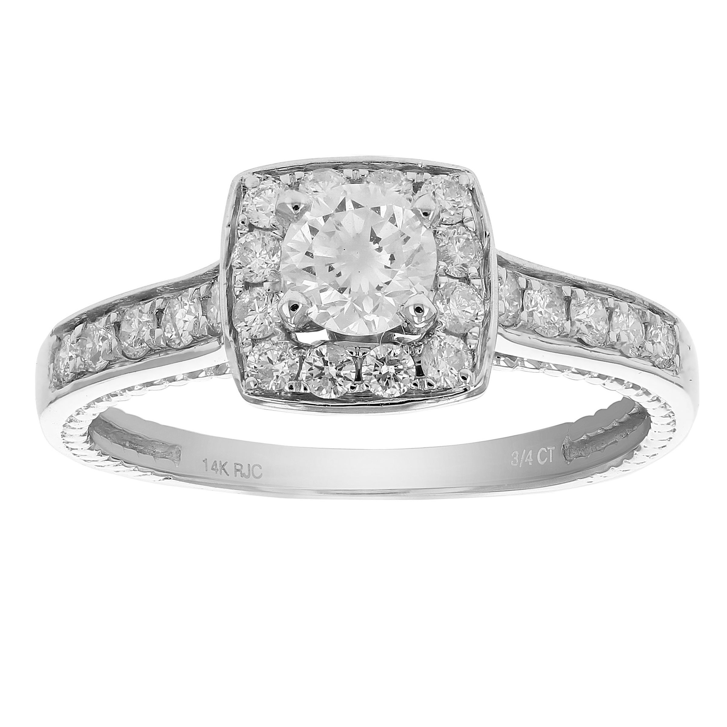 Vir Jewels 3/4 cttw Diamond Milgrain Wedding Engagement Ring Cushion 14K White Gold Bridal Size 7