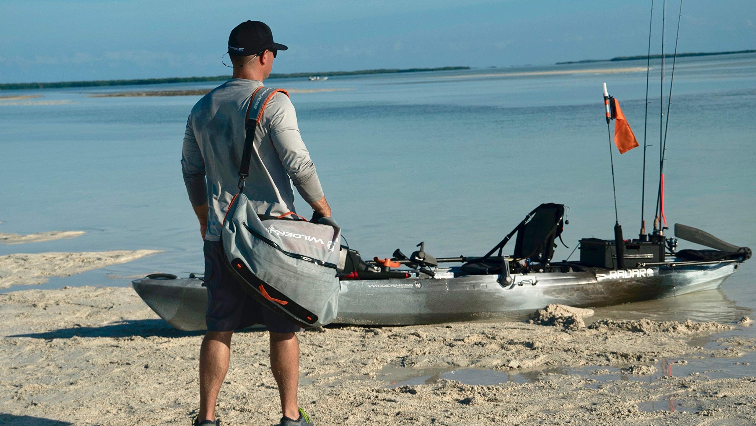 Wilderness Systems Custom Dry Bag for Kayaks | Bow Dry Bag | Waterproof Zipper | Shoulder Carry Strap, Gray, large