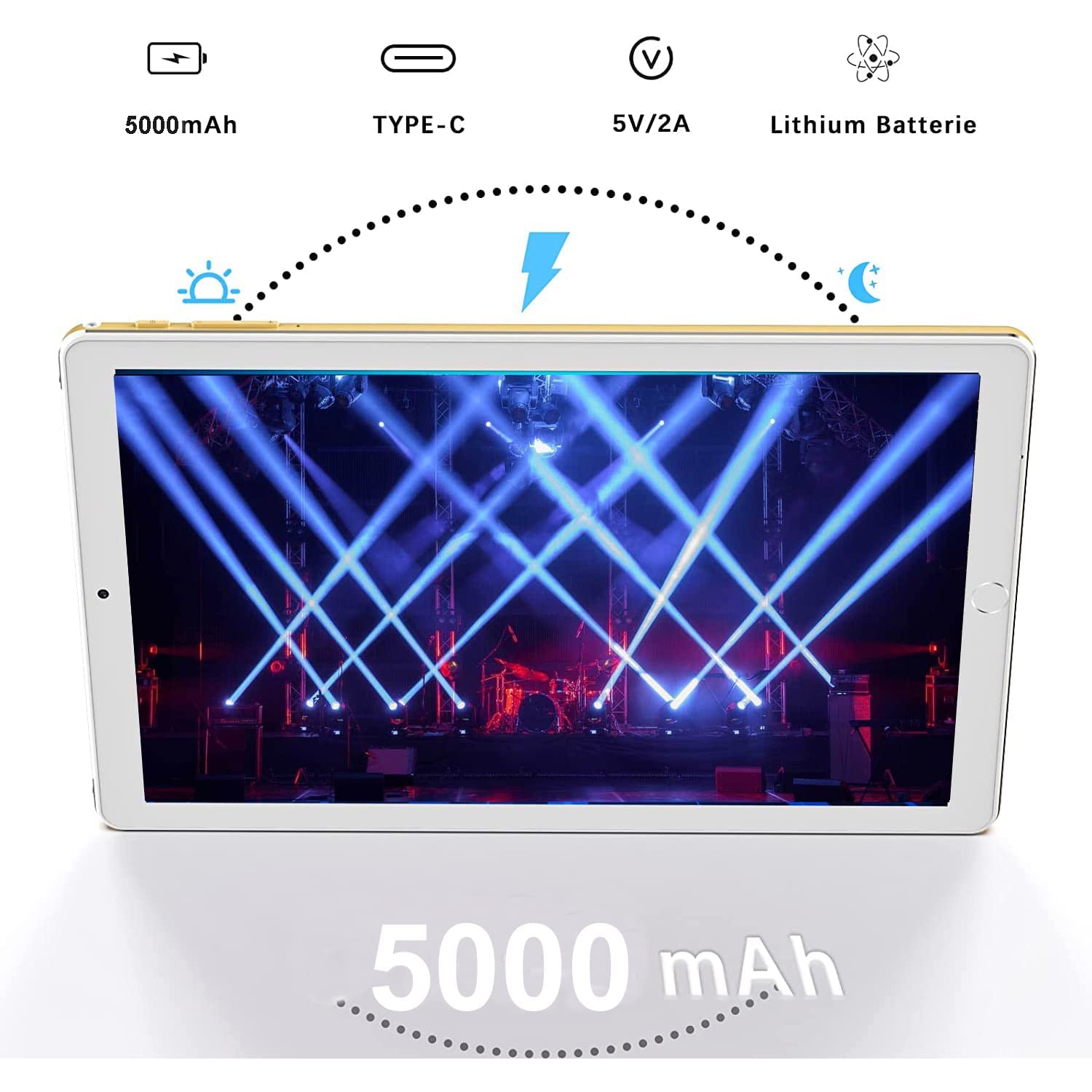 YOTOPT 10 Inch Android Phone Tablets, Dual Sim Card Slot, 32GB ROM, 256GB Expand, Quad Core, WiFi, Bluetooth, GPS, FM, Dual Camera, IPS HD Touch Screen, Support 3G Phone Call Tableta (Gold)