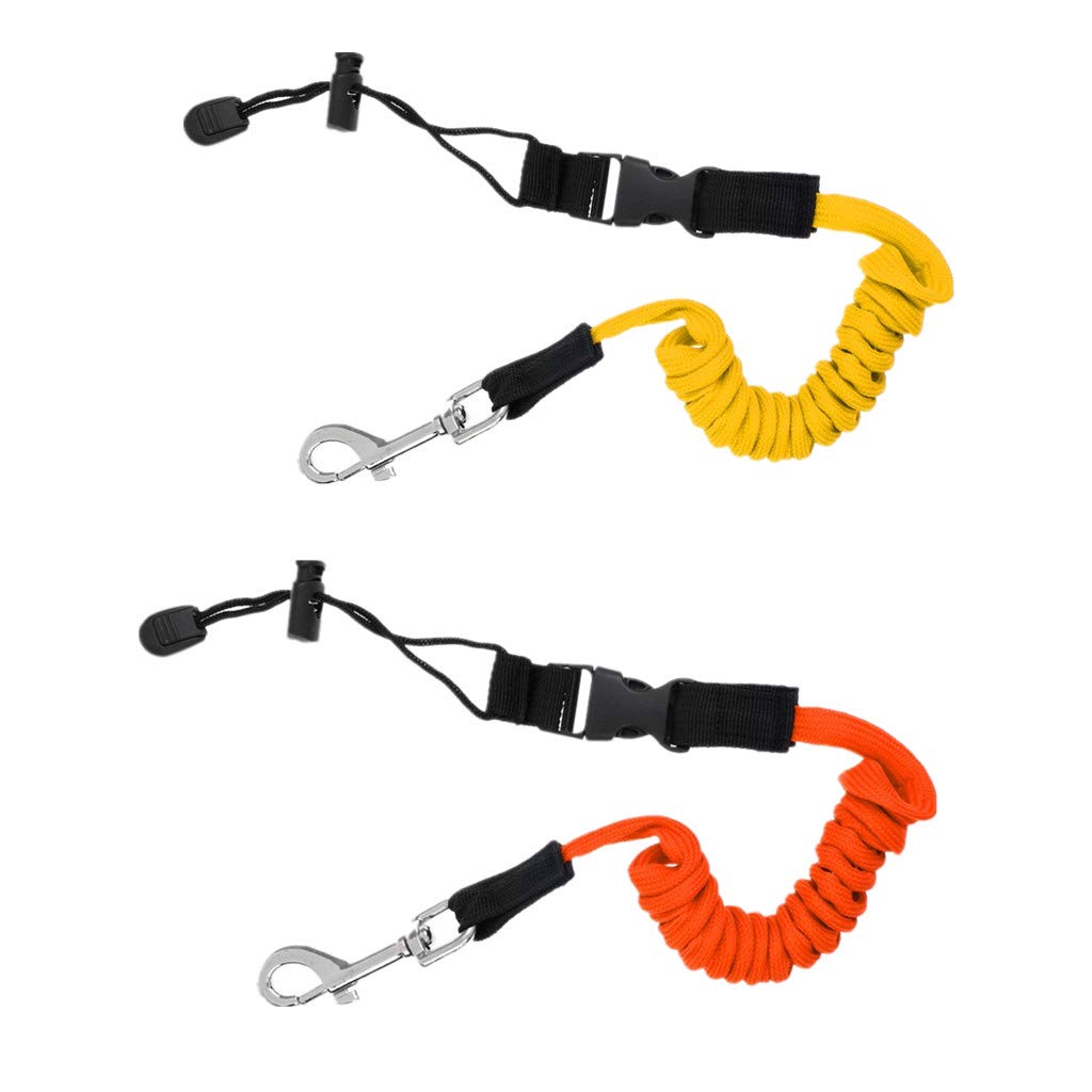 YiMusic 2 Pieces Safety Elastic Kayak Paddle Leash Suit for Kayak Boat Fishing Rod Pole Coiled Lanyard Cord Tie Rope Fixed Ship Items (Orange)