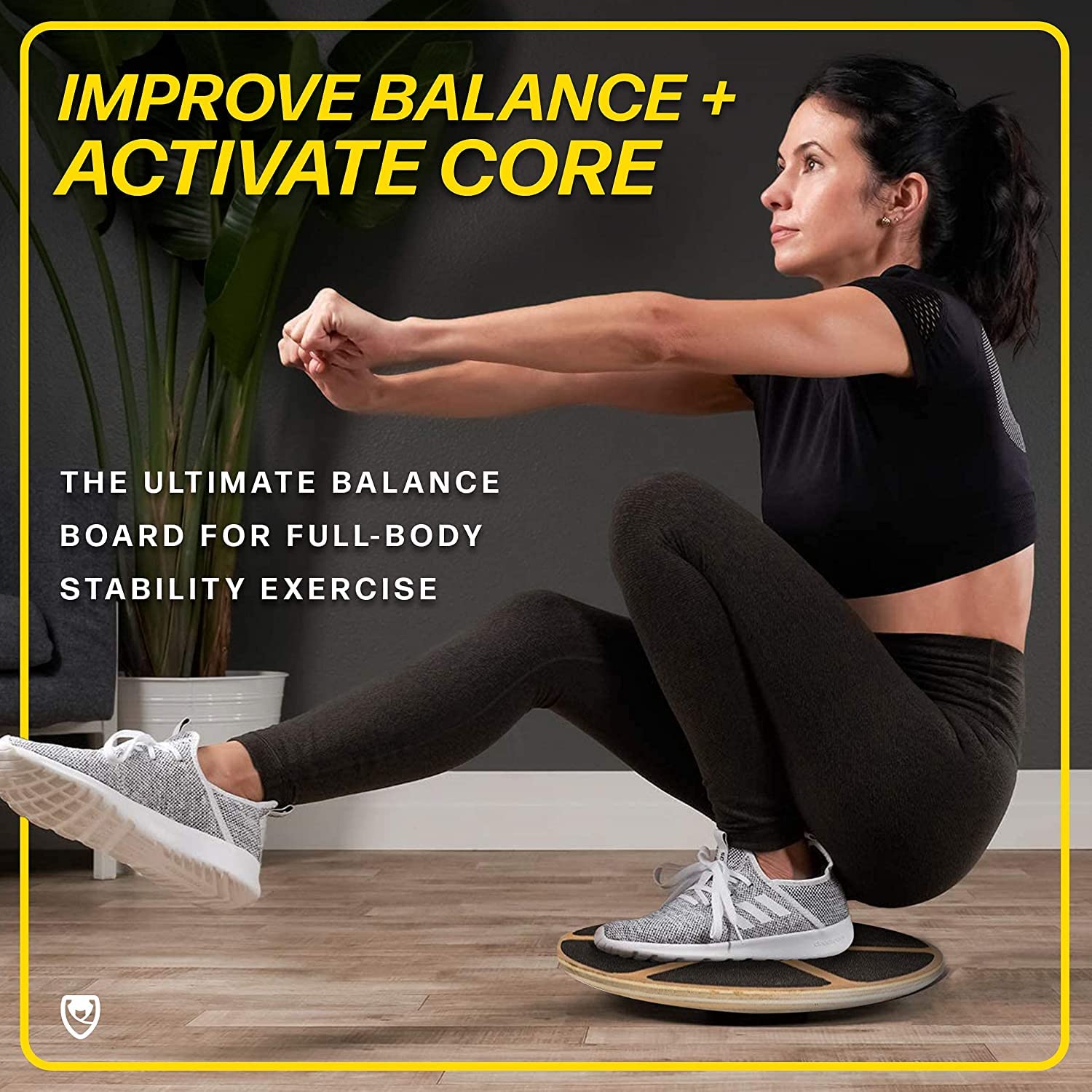 URBNFit Balance Board Trainer - Wooden Wobble Balancing Board for Core Stability, Strength Training & Flexibility - Wobble Board w/Workout Guide to Exercise at Desk or Home Gym