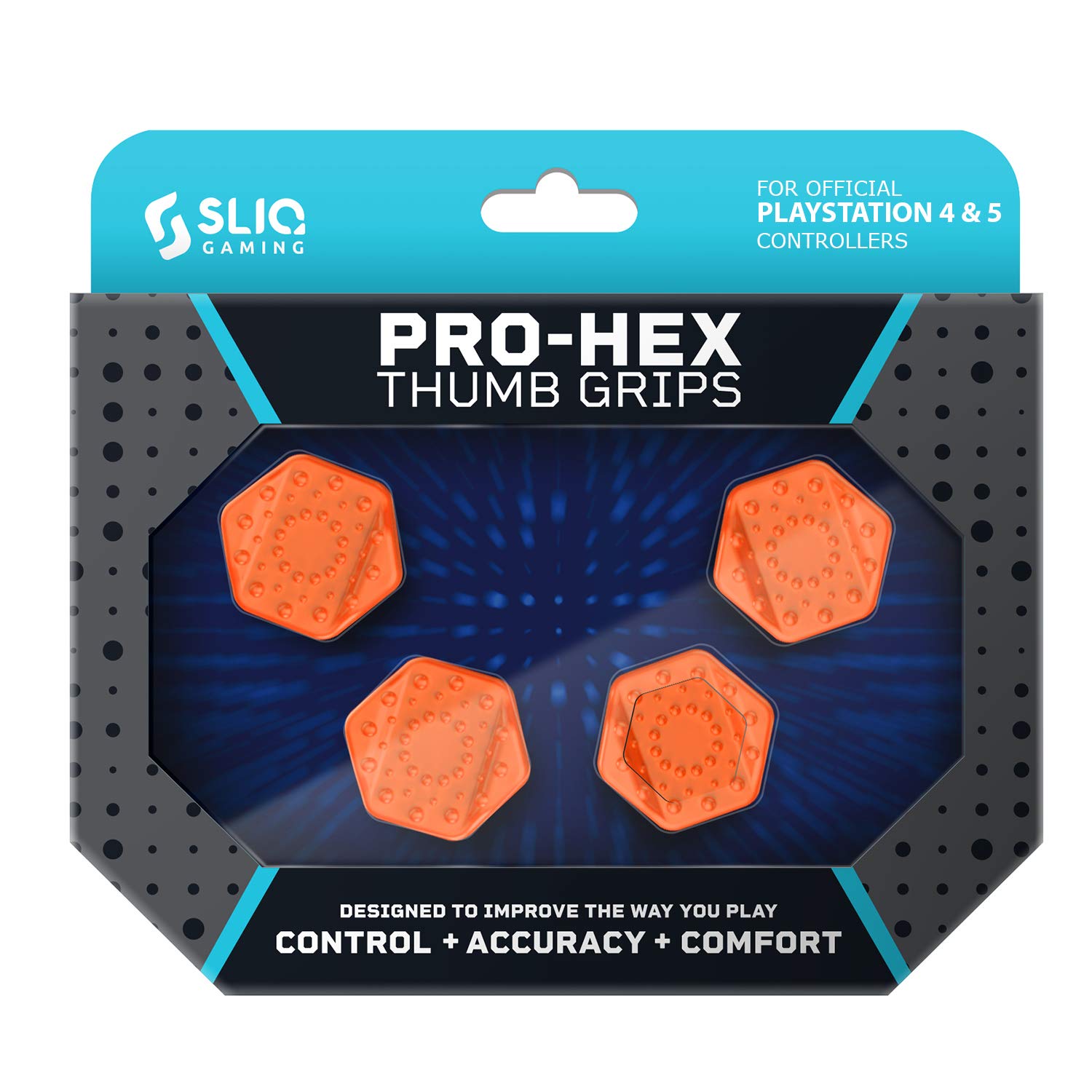 Sliq Gaming PS4|PS5 Pro-Hex Thumb Stick Grips – PlayStation 4|5 - Orange