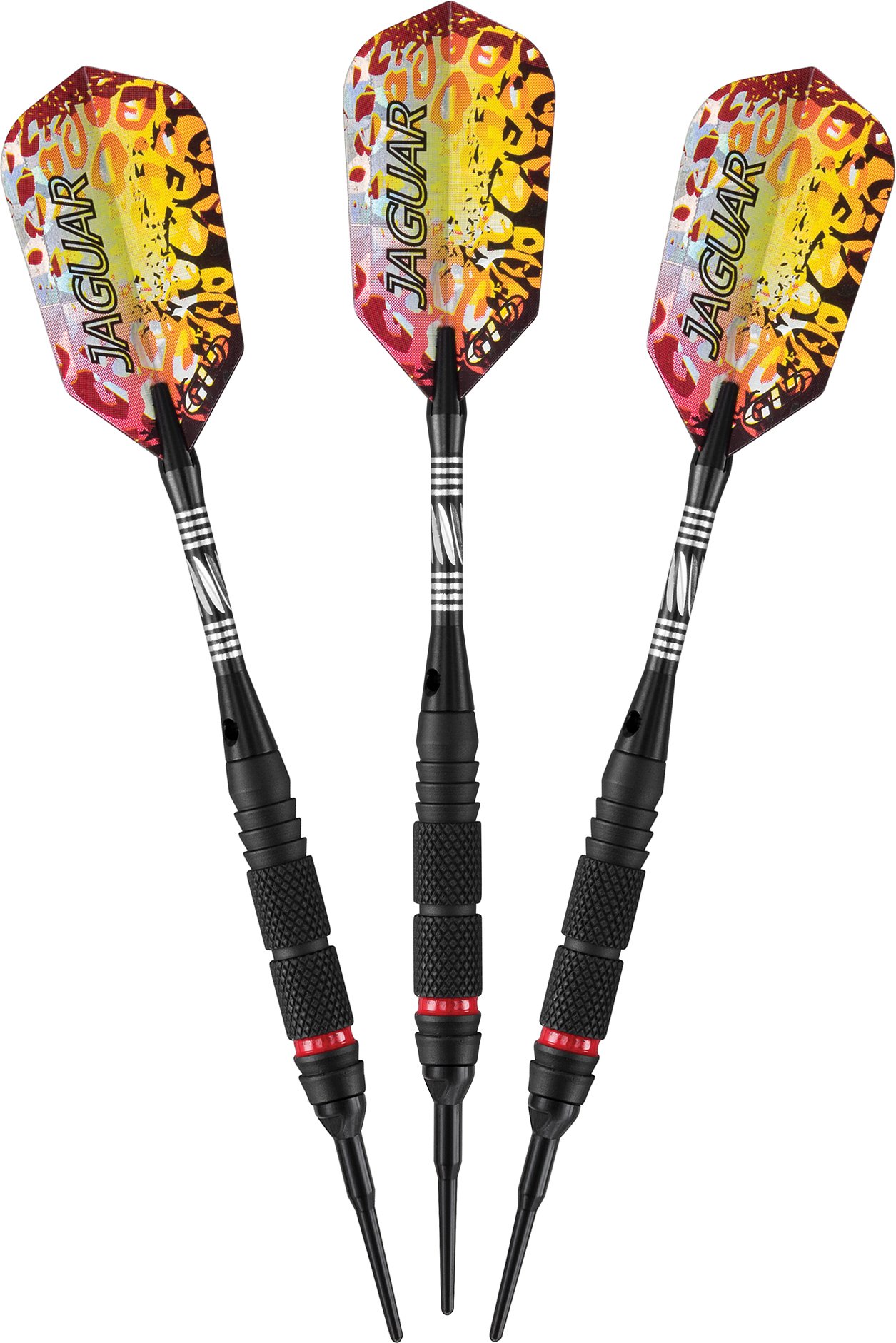 Viper by GLD Products unisex adult Viper Jaguar 80 Tungsten Soft Tip Darts with Storage Travel Case Medium Knurling 18 Grams, Red, Two Wide Knurled Sections US