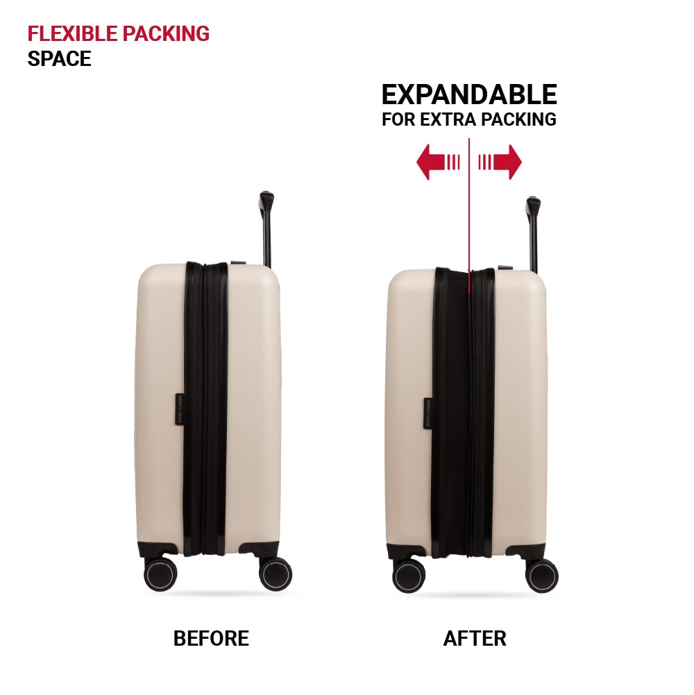 SwissGear 8020 Eclipse Hardside Expandable Luggage with Spinner Wheels, Cream, 3-Piece Set (18/24/27)