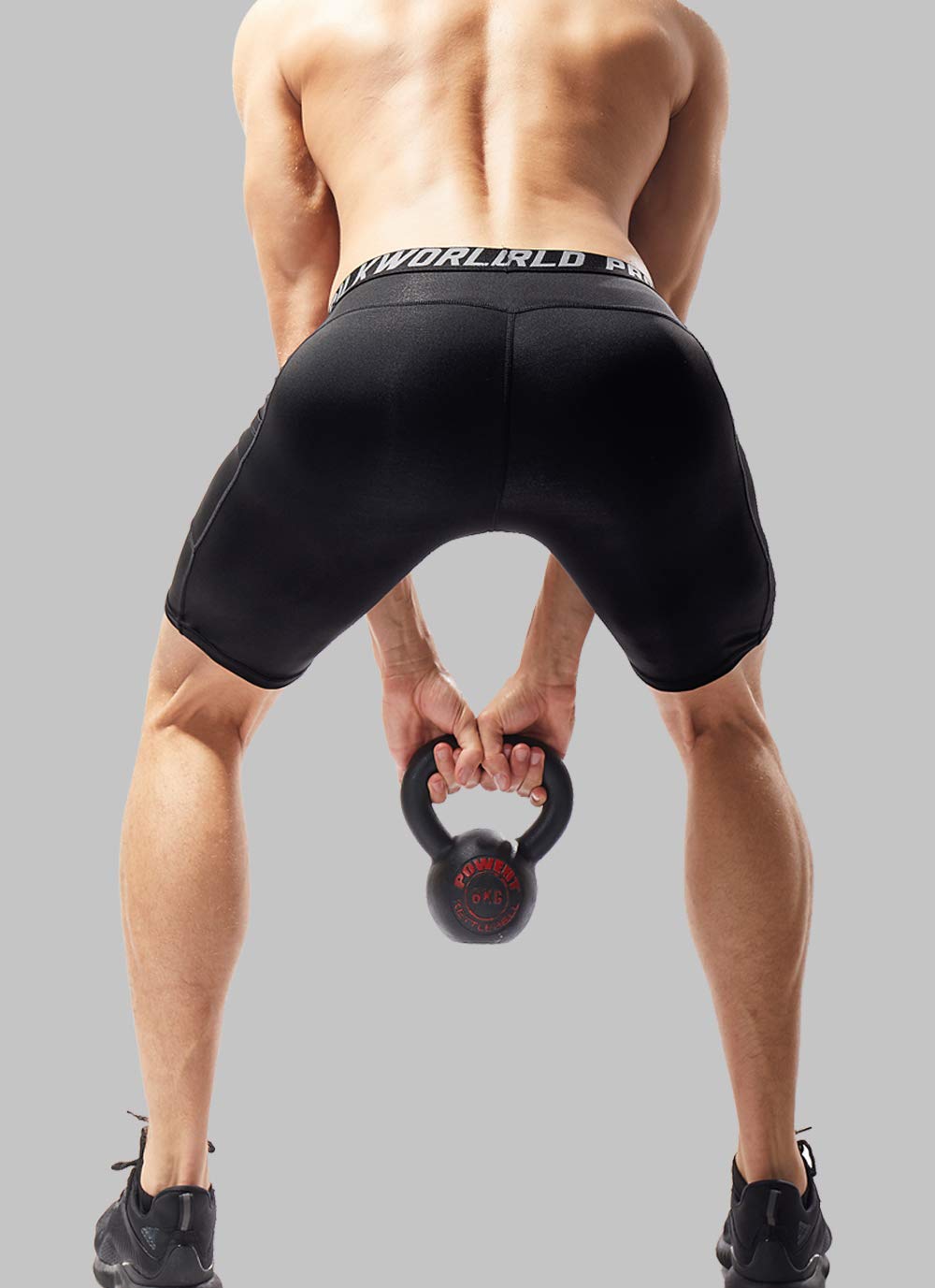 SILKWORLD Men's Compression Shorts Pockets Sports Running Tight (X-Large, Black/(Pack of 1))