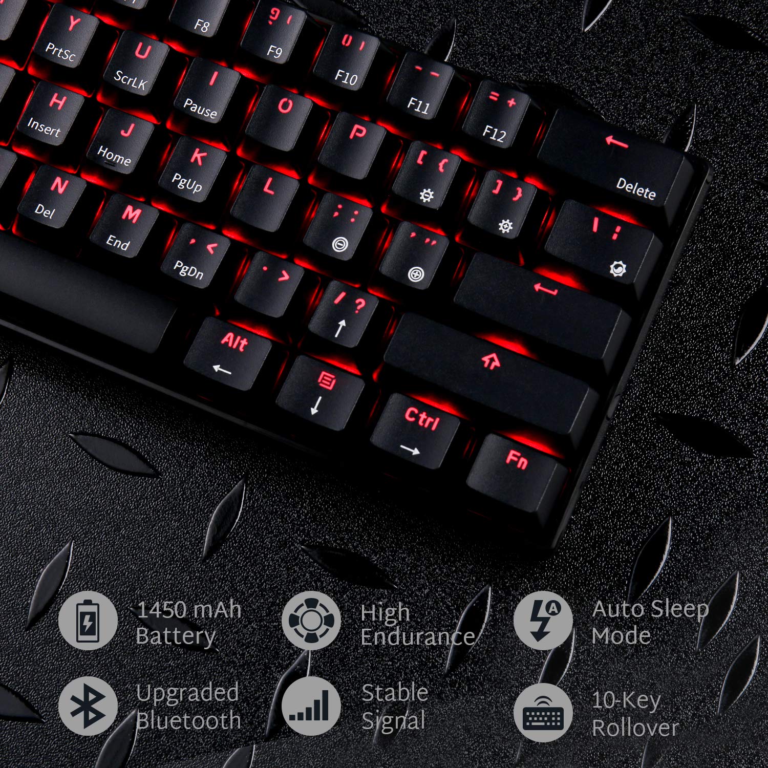 RK ROYAL KLUDGE RK61 Wireless 60% Mechanical Gaming Keyboard, Ultra-Compact Bluetooth Mechanical Keyboard with 10 Hours Battery Life and Tactile Brown Switches, Compatible for Multi-Device Connection