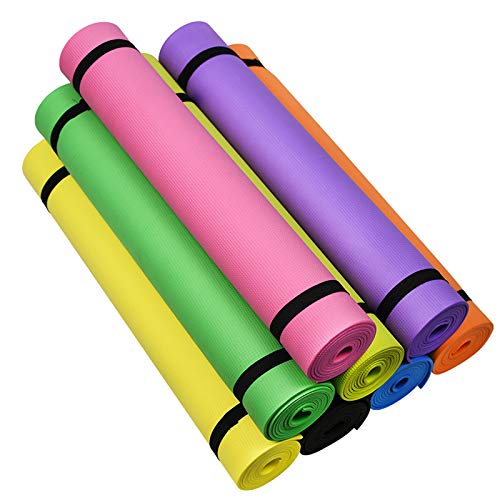 Yoga Mat, 4mm Thick Eco Friendly Non-Slip Fitness Pad, EVA Exercise Pad for Exercise Gym Pilates Glute Bridge, Lightweight Cushioned Fitness Mat Workout Mat Floor Training Exercise Mat - 173x 60cm