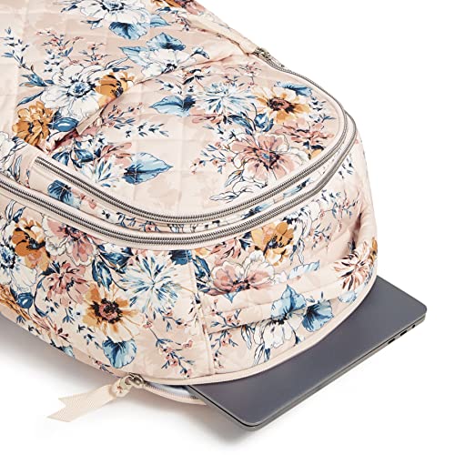 Vera Bradley Women's Performance Twill Travel Backpack Travel Bag, Peach Blossom Bouquet, One Size