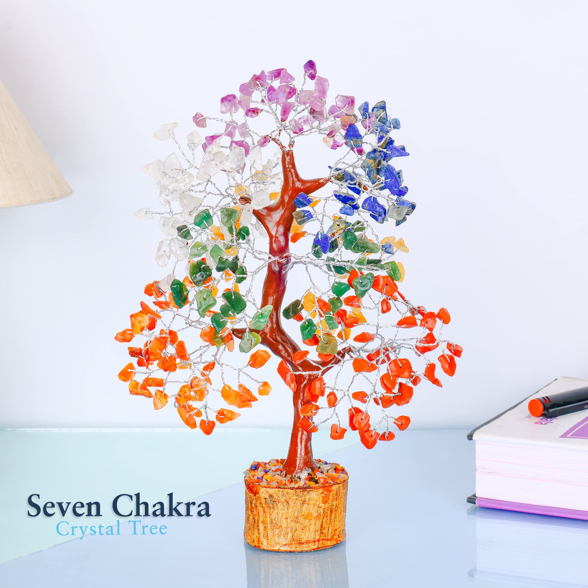 YATHABI Seven Chakra Tree - Crystal Tree for Positive Energy - Crystals and Healing Stones - Chakra Tree - Gem Tree - Crystal Bonsai Tree - Crystal Decor - Crystal Tree