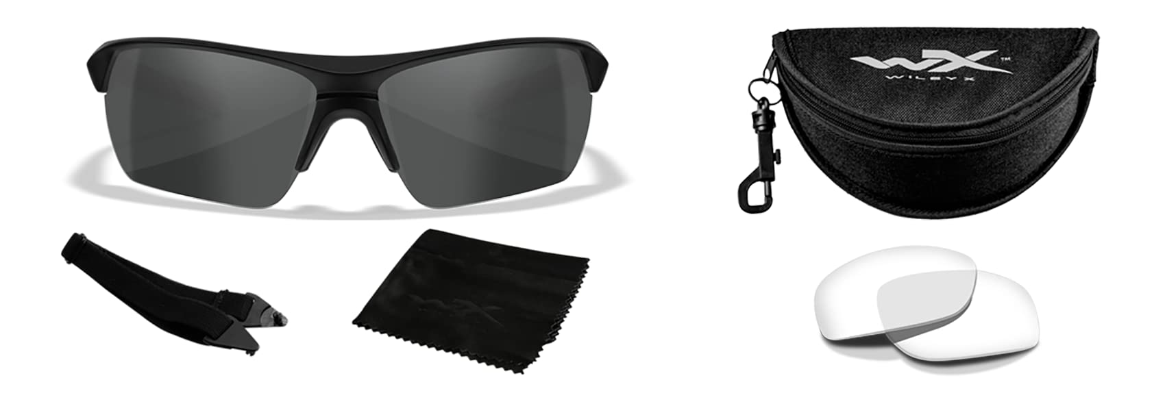 Wiley X 4004 Guard Advanced Glasses Smoke Grey Clear Lenses Matte Black Frame