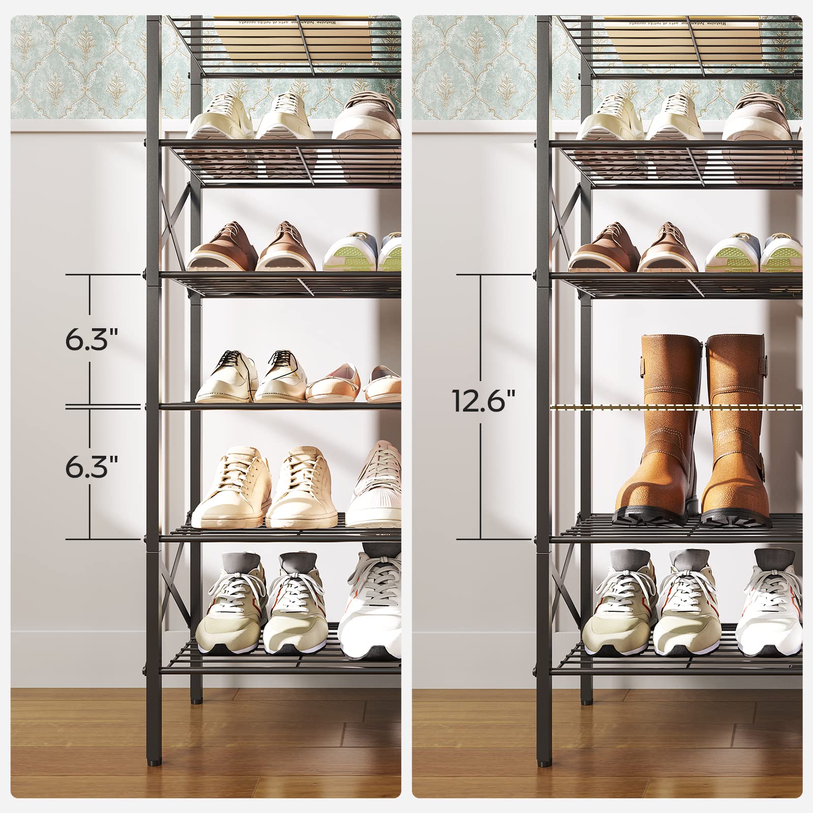 YATINEY 10 Tier Shoe Rack, Shoe Storage Organizer, Large Capacity Shoe Shelf Holds 40 Pairs of Shoes, Durable and Stable, for Entryway, Hallway, Closet, Dorm Room, Rustic Brown SS10BR