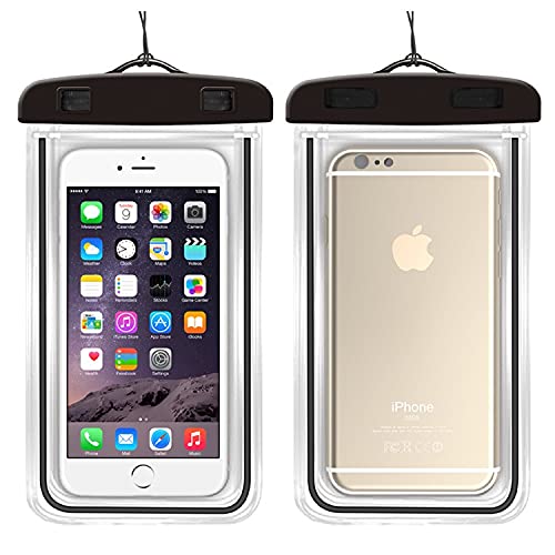 Waterproof Case 2 Pack,Cell Phone Dry Bag Waterproof Bag Pouch, Clear Sensitive PVC Touch Scgreen Compatible with iPhone, Samsung,Huawei,and Other Devices up to 7inch (Black)