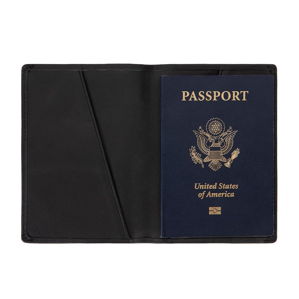 SLNT Leather RFID Blocking Passport Wallet - 4 Card Slots & Passport Slot, Clean, Sleek, Stylish, Minimal Design - For Travel, Prevents Hacking & Identity Theft (Traditional Style, Black)