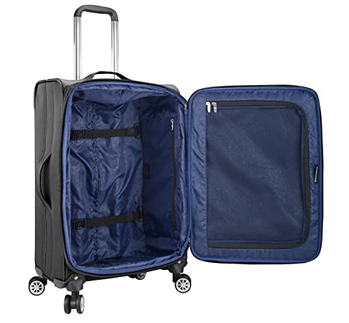 Traveler's Choice Lares Softside Expandable Luggage with Spinner Wheels, Black, Checked 26-Inch