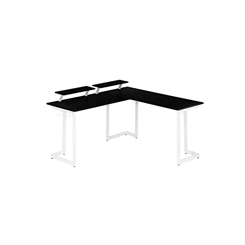 Techni Sport Warrior L-Shaped Gaming Desk with MDF Panel, Computer Desk with Scratch Rust Resistance Steel Frame, White