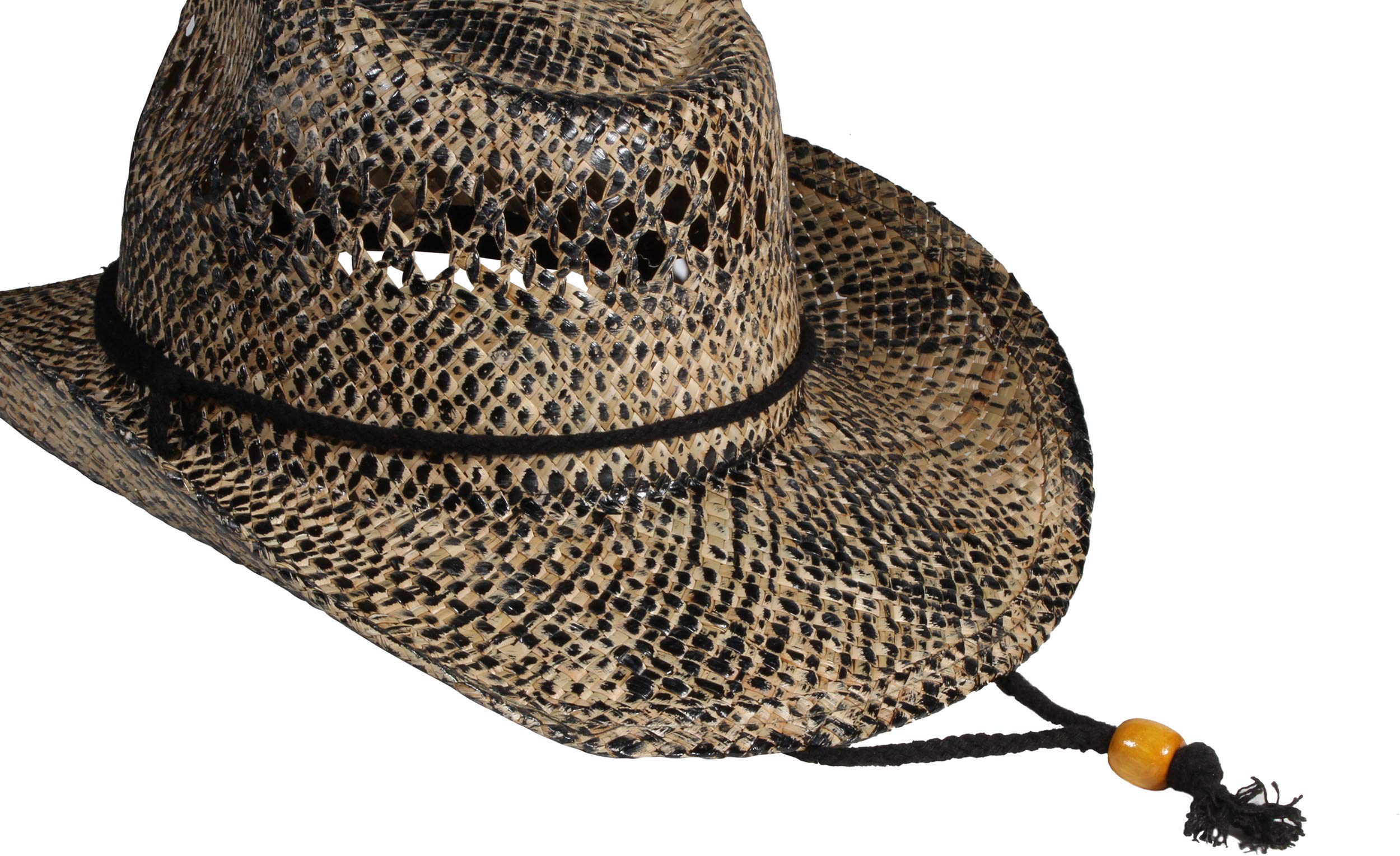 Western Outback Cowboy Hat Men's Women's Style Straw Felt Canvas (034 Brown Bull Head)