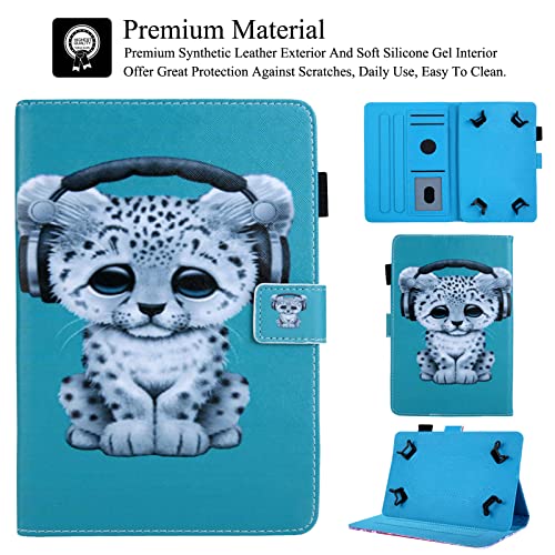 Universal Case for 7.0 Inch Tablet, Artyond Multi-Angle Viewing Stand with Card Slots Case for 6.8 inch Kindle Paperwhite 2021/Kindle Fire 7 2015-2022/Fire HDX7 and More 7 inch Tablet, Snow Leopard