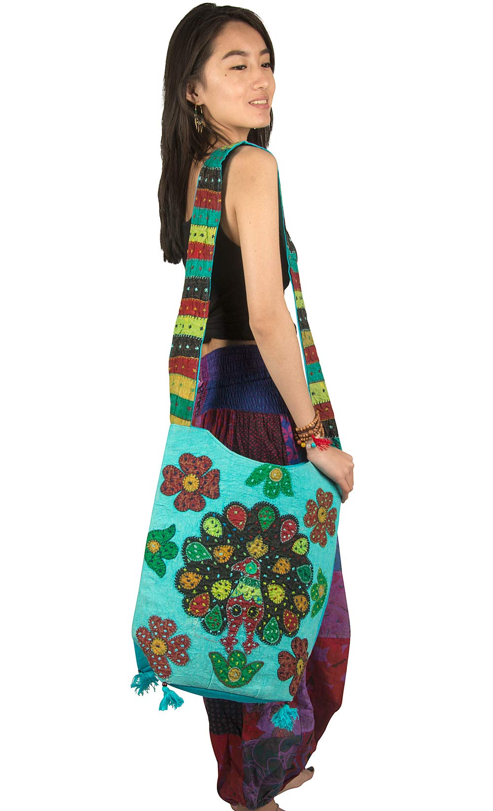Tribe Azure Hobo Peacock Shoulder Bag Women Handbag Messenger Crossbody Casual Blue Sling Slouch Hippie