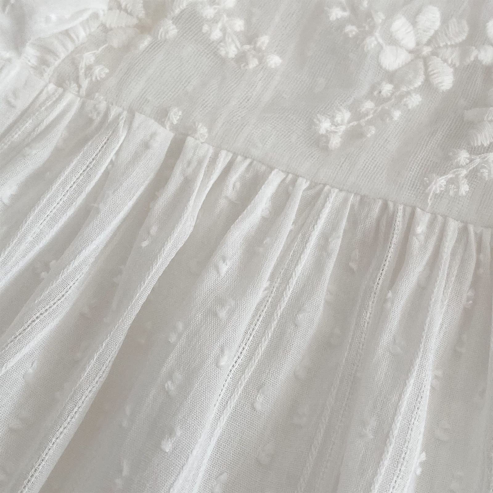 Toddler Girls Summer Dress Cotton Patterned Lace Ruffle Sleeve Pricess Dress White 2-3T