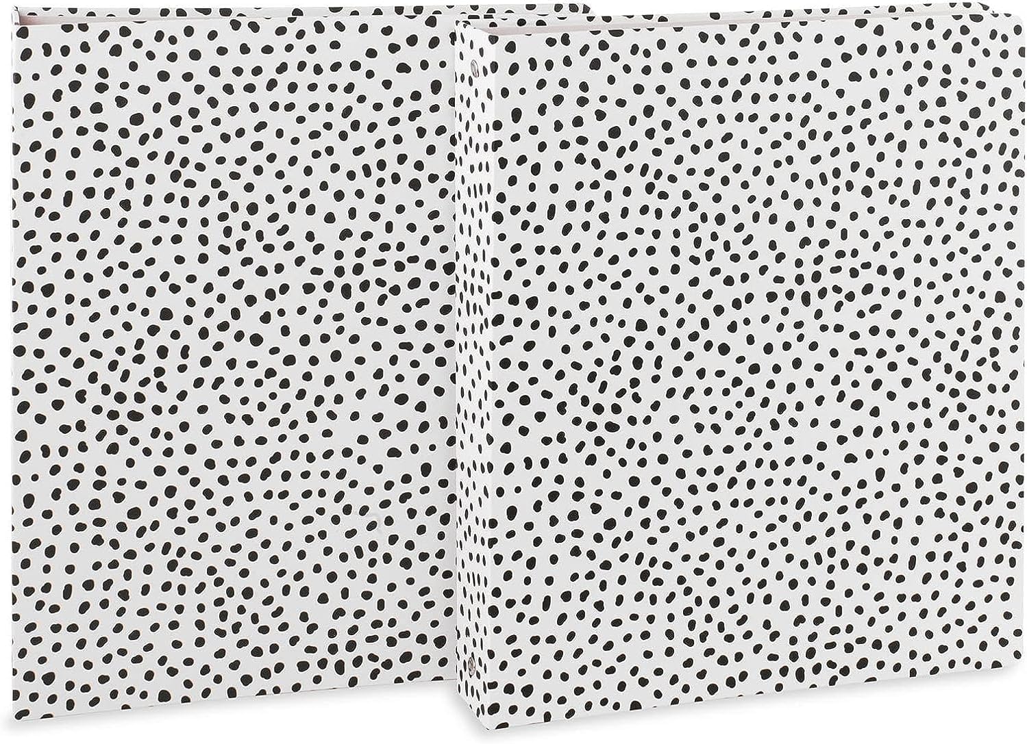 Steel Mill & Co Cute Decorative Hardcover 3 Ring Binder for Letter Size Paper, 1 Inch Round Rings, Colorful Binder Organizer for School/Office (Black Dots 2)