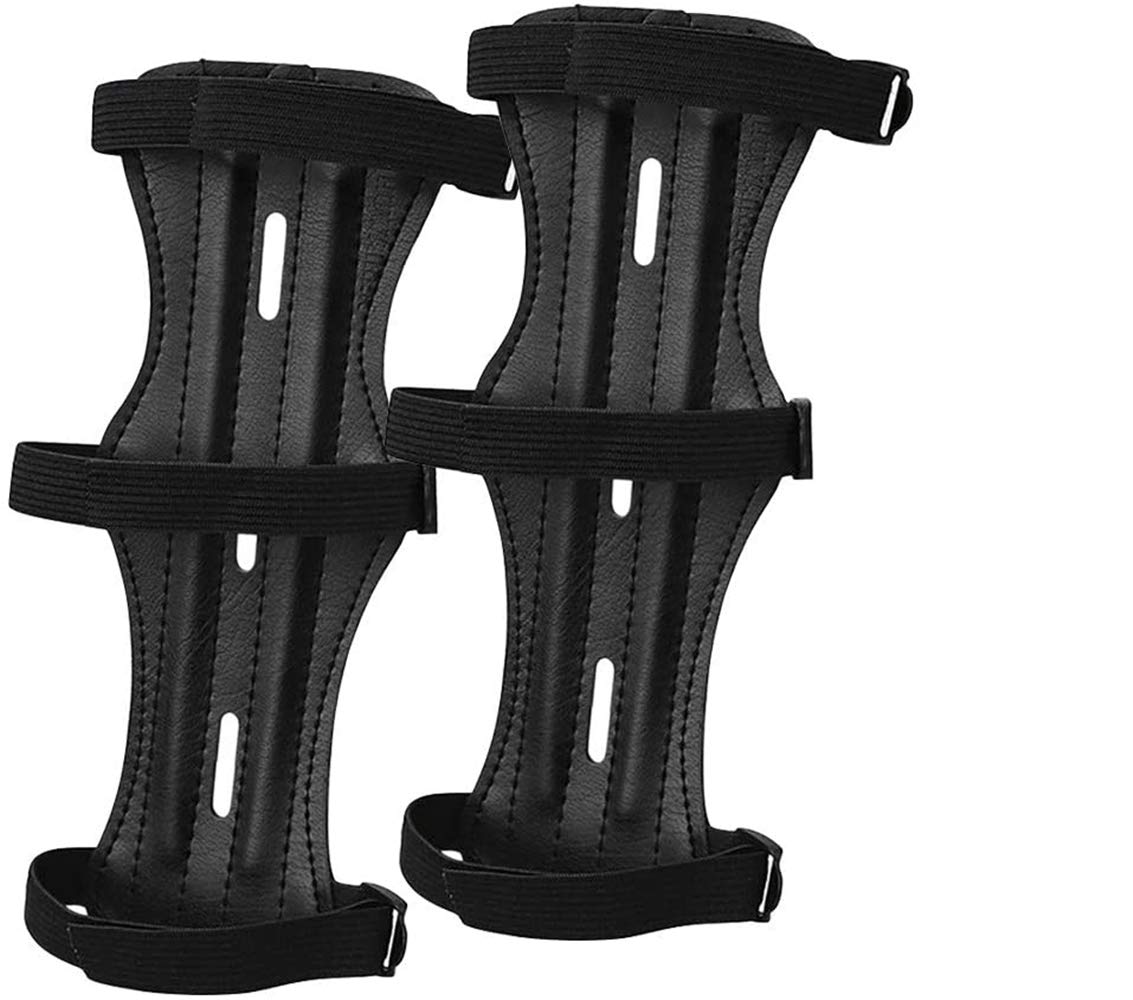 Yarrkc 2 Pack Archery Arm Guard Bow Arm Guard Archery Wrist Guard Leather Forearm Protectors Adjustable Shooting Hunting Practice Armguard for Youth Adults