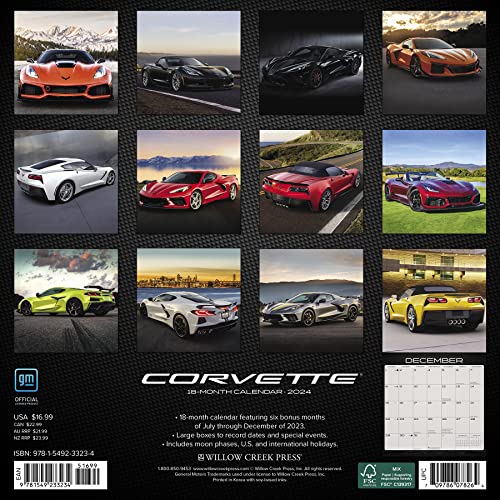 Willow Creek Press Corvette Monthly 2024 Wall Calendar (12" x 12")