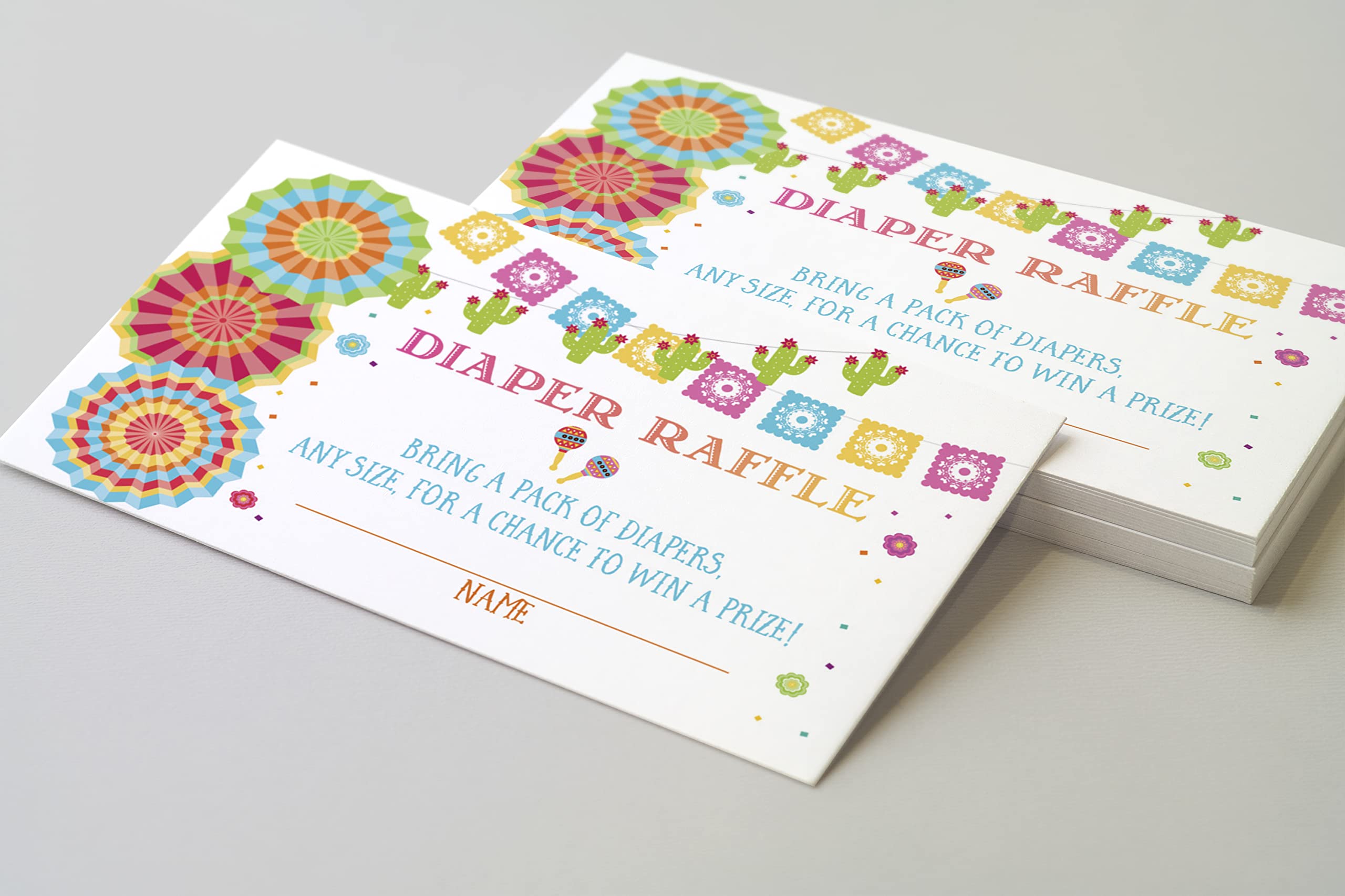 Your Main Event Prints Fiesta Mexican Baby Shower Diaper Raffle Card, Diaper Raffle Ticket, 50 Count