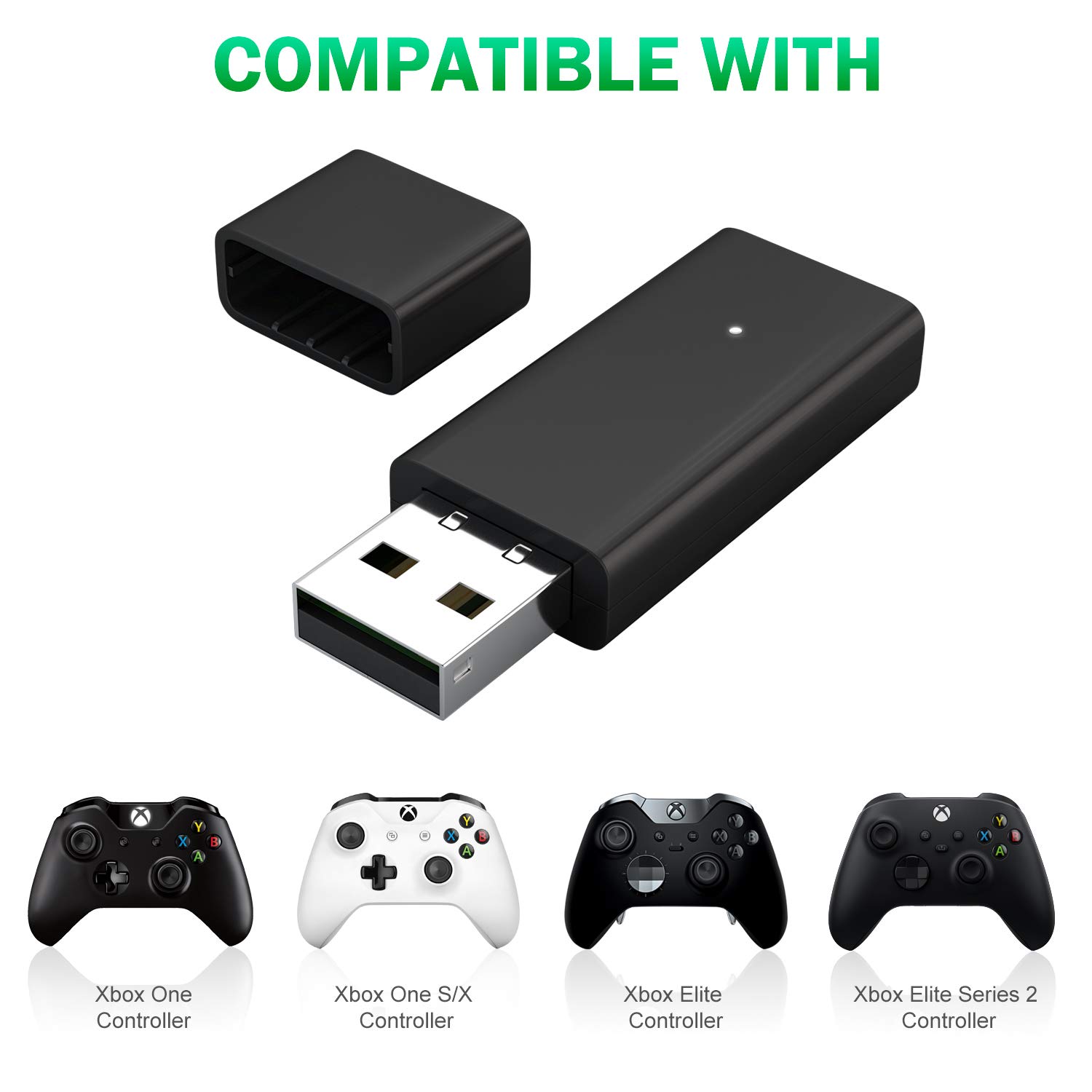 TOMSHEIR Wireless Adapter for Xbox One for Windows 10 Compatible with Xbox One Controller, Xbox One X/S and Elite Series Controller (Signal Enhanced Version)