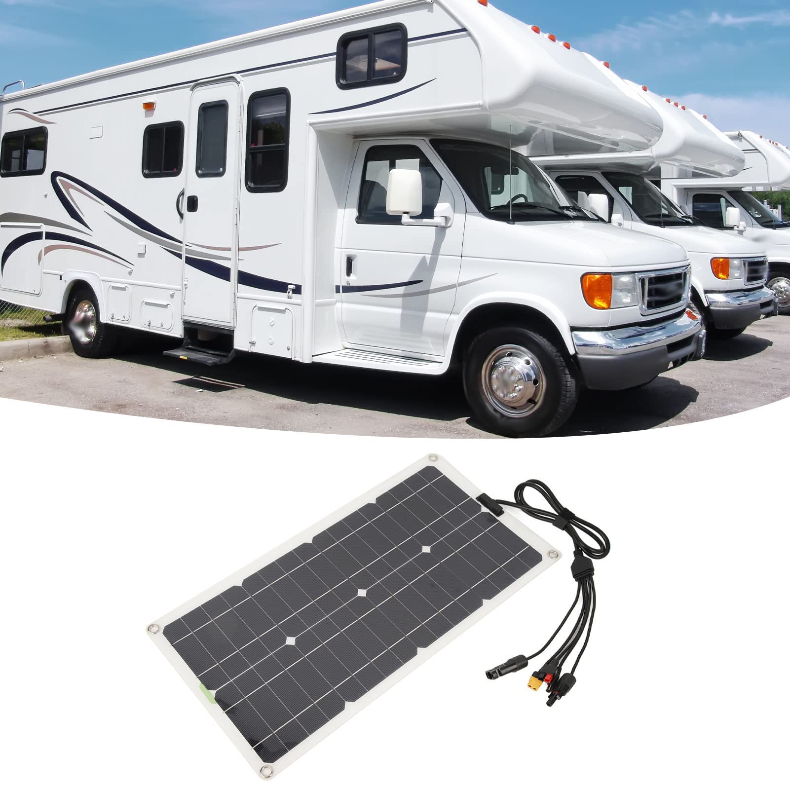 RV Solar Panel Kit, 3 Meters Charging Cable Mono Solar Battery Portable Firm Brackets High Efficiency for Outdoor Camera Monitoring (10W Square)