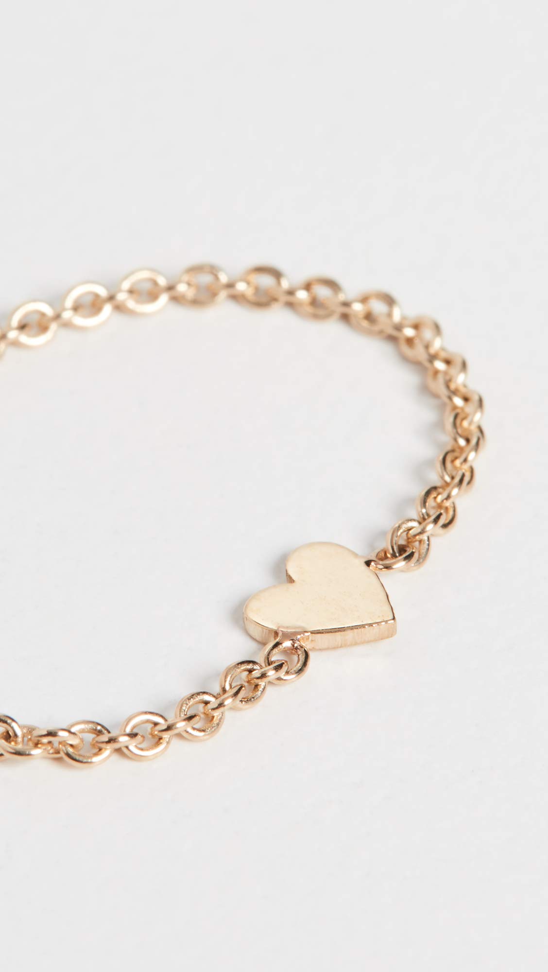 Zoe Chicco Women's 14k Gold Itty Bitty Heart Chain Ring, Yellow, 7