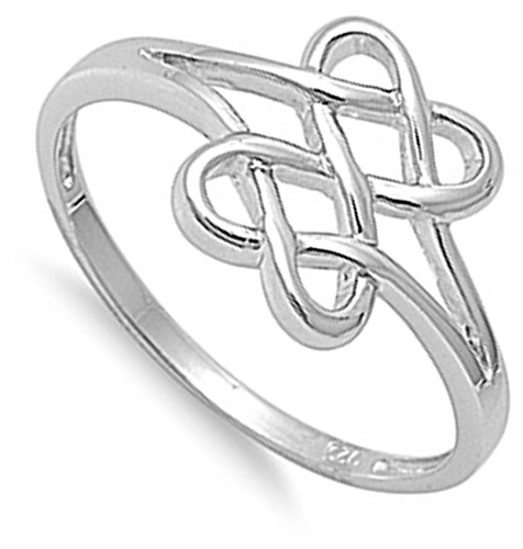 Sterling Silver Women's Infinity Hearts Love Ring Band 11mm Size 6