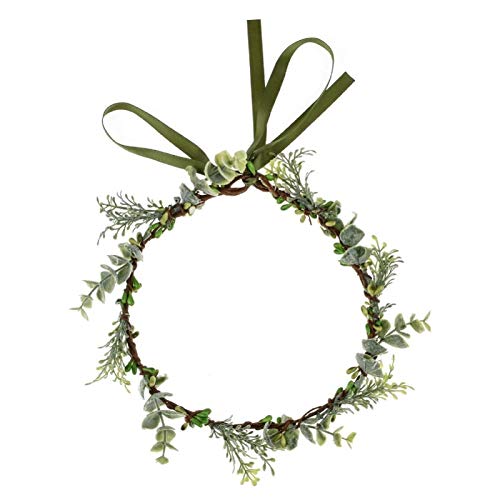 Vividsun Bridal Green Leaf flower Crown Eucalyptus Floral Headband Wedding Festivals Photo Props (Green leaf)
