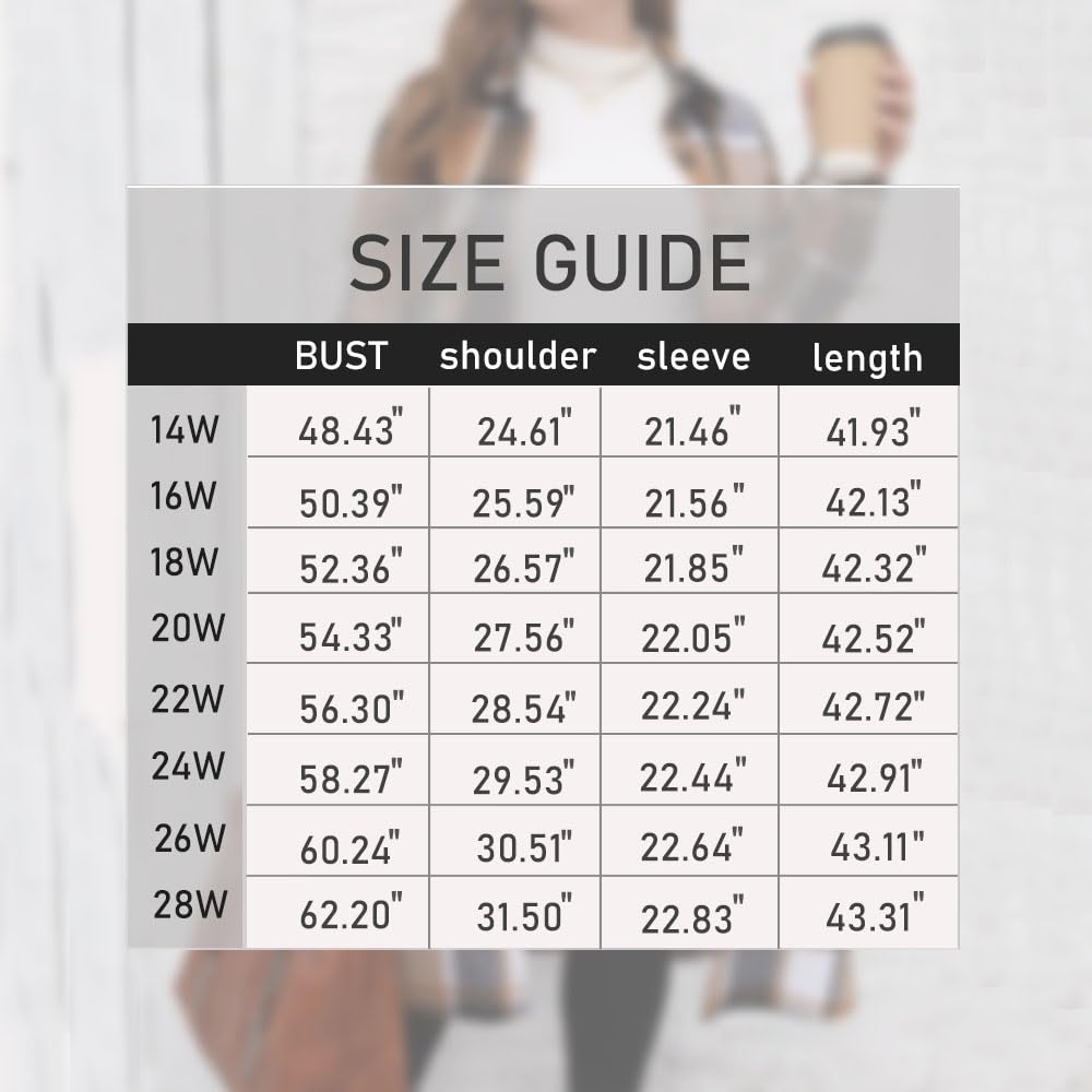 ZAAYO Plus Size Shacket Jacket for Women 2023 Flannel Plaid Long Shirts Long Sleeve Fall Tartan Winter Trench Coats with Pockets