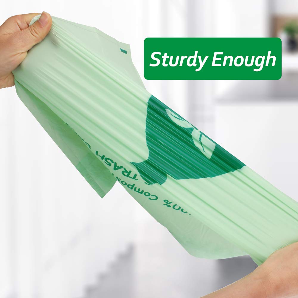 WRAPOK 100% Compostable Drawstring Kitchen Trash Bag Biodegradable ASTM D6400 Disposable Food Waste Bags, 4 Gallon, 30 Count