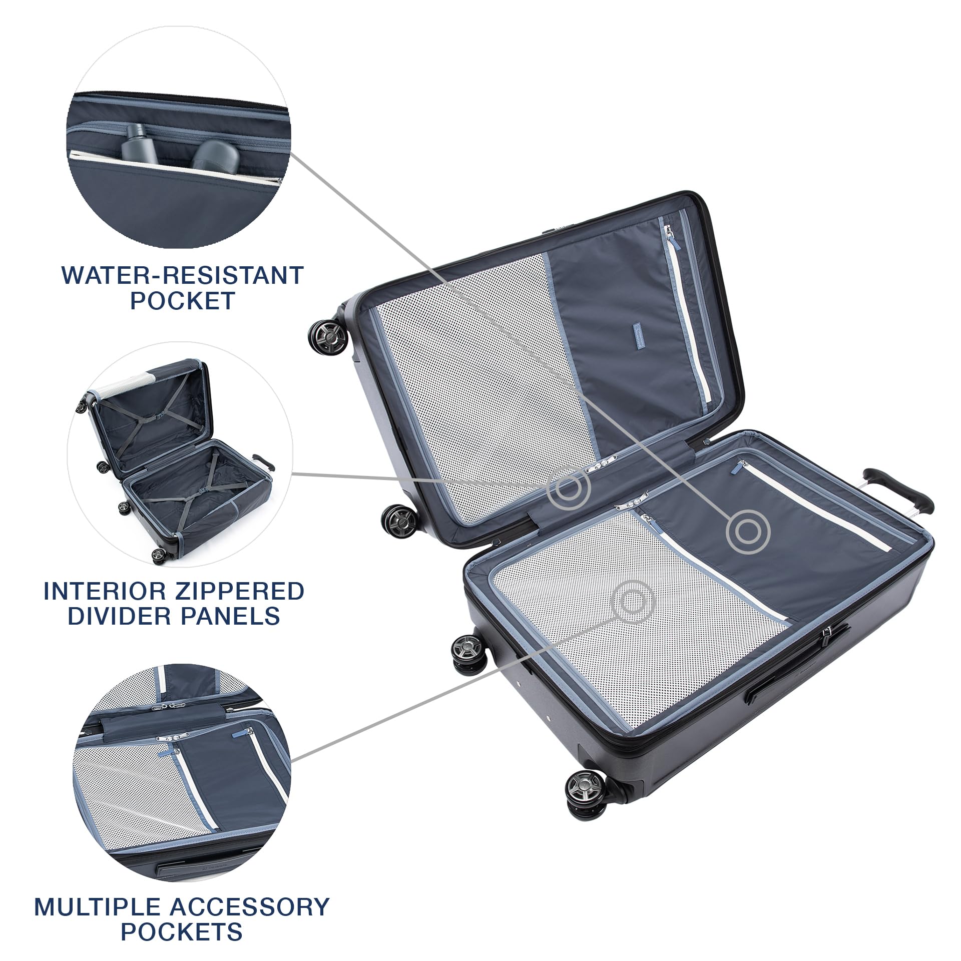 Travelpro Platinum Elite Hardside Expandable Checked Luggage, 8 Wheel Spinner, TSA Lock, Hard Shell Polycarbonate Suitcase, Shadow Black, Checked Large 28-Inch