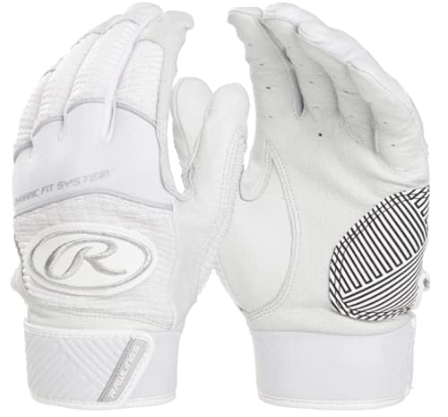 Rawlings WH950BGY-W-90 Workhorse Batting Gloves, White, Large