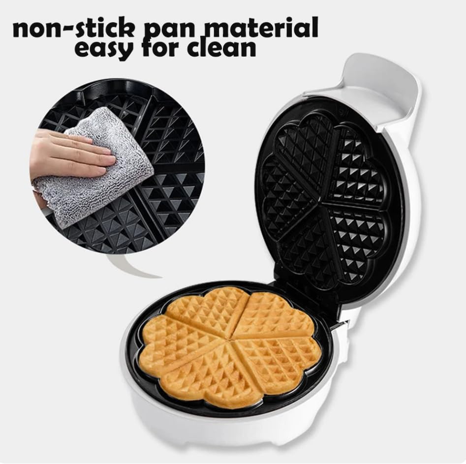 Sokany 1000W Heart Waffle Maker - 5 Belgian Waffles, Compact, easy to clean