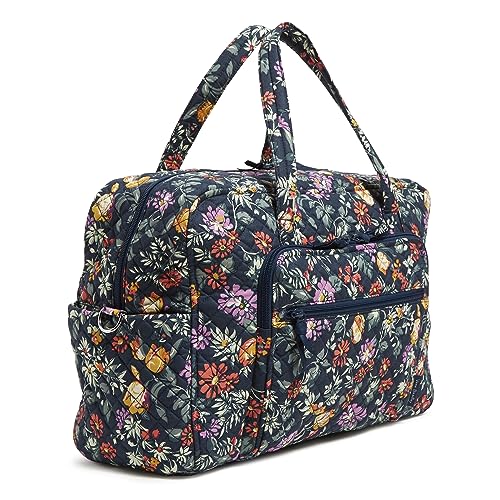 Vera Bradley Women's Cotton Weekender Travel Bag, Fresh-Cut Floral Green, One Size