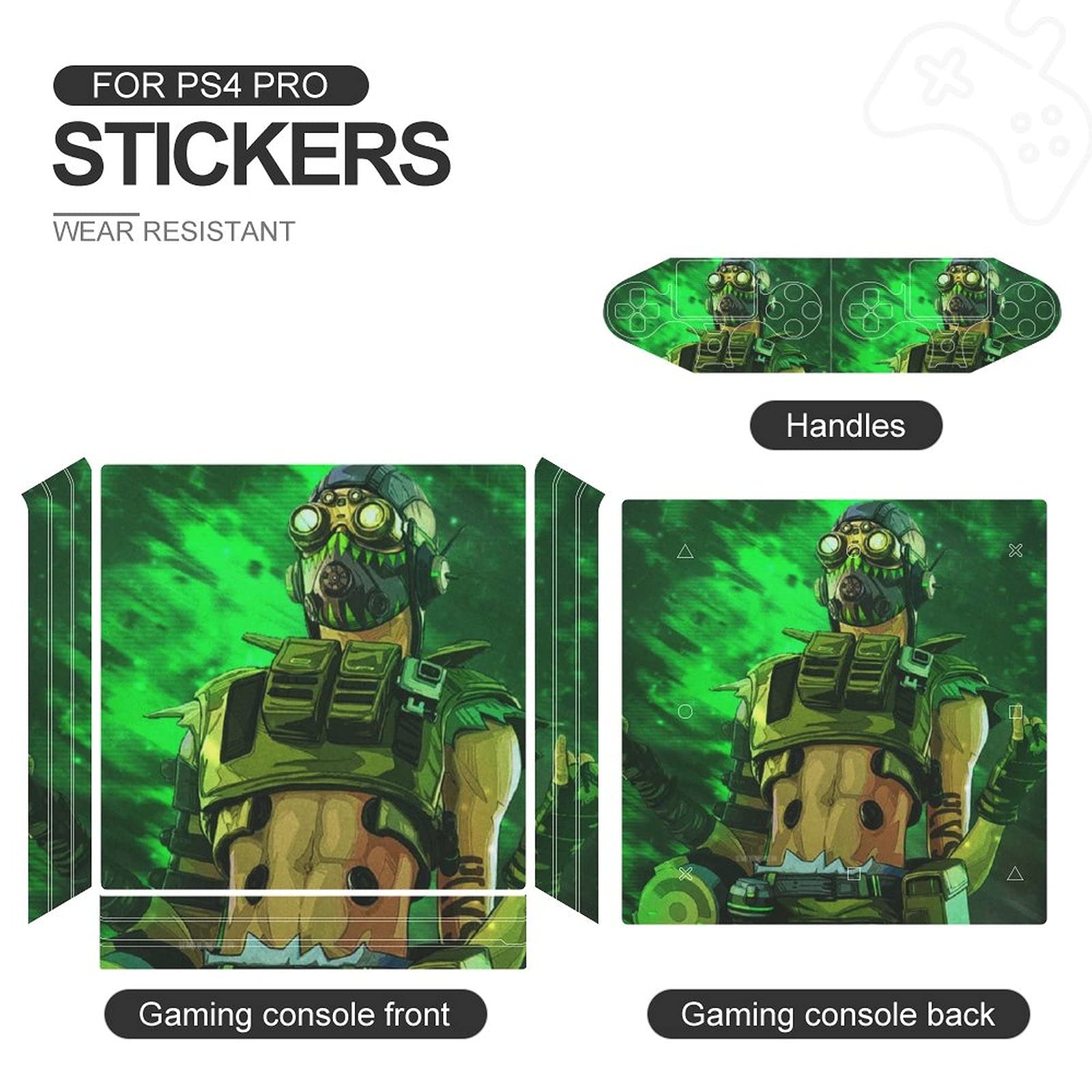ZHENGJC Apex Legends_Octane PS4 Pro Controller and Console Skin Sticker Protective Cover Wireless/Wired Gamepad Controller Full Body Skin Body Vinyl Sticker Decal Cover Skin