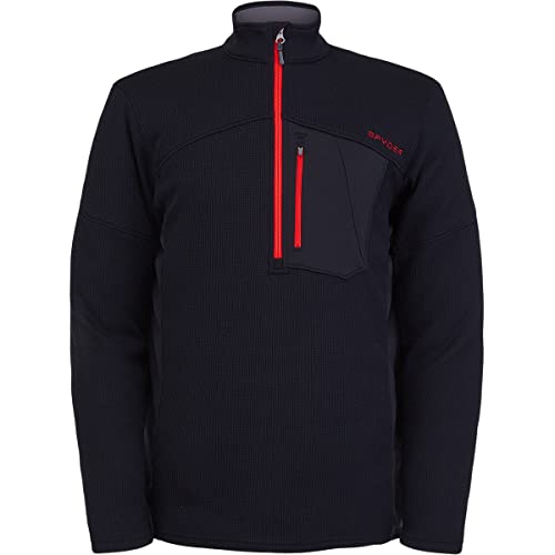 Spyder Active Sports Mens Bandit Half Zip, BLK RED, Large