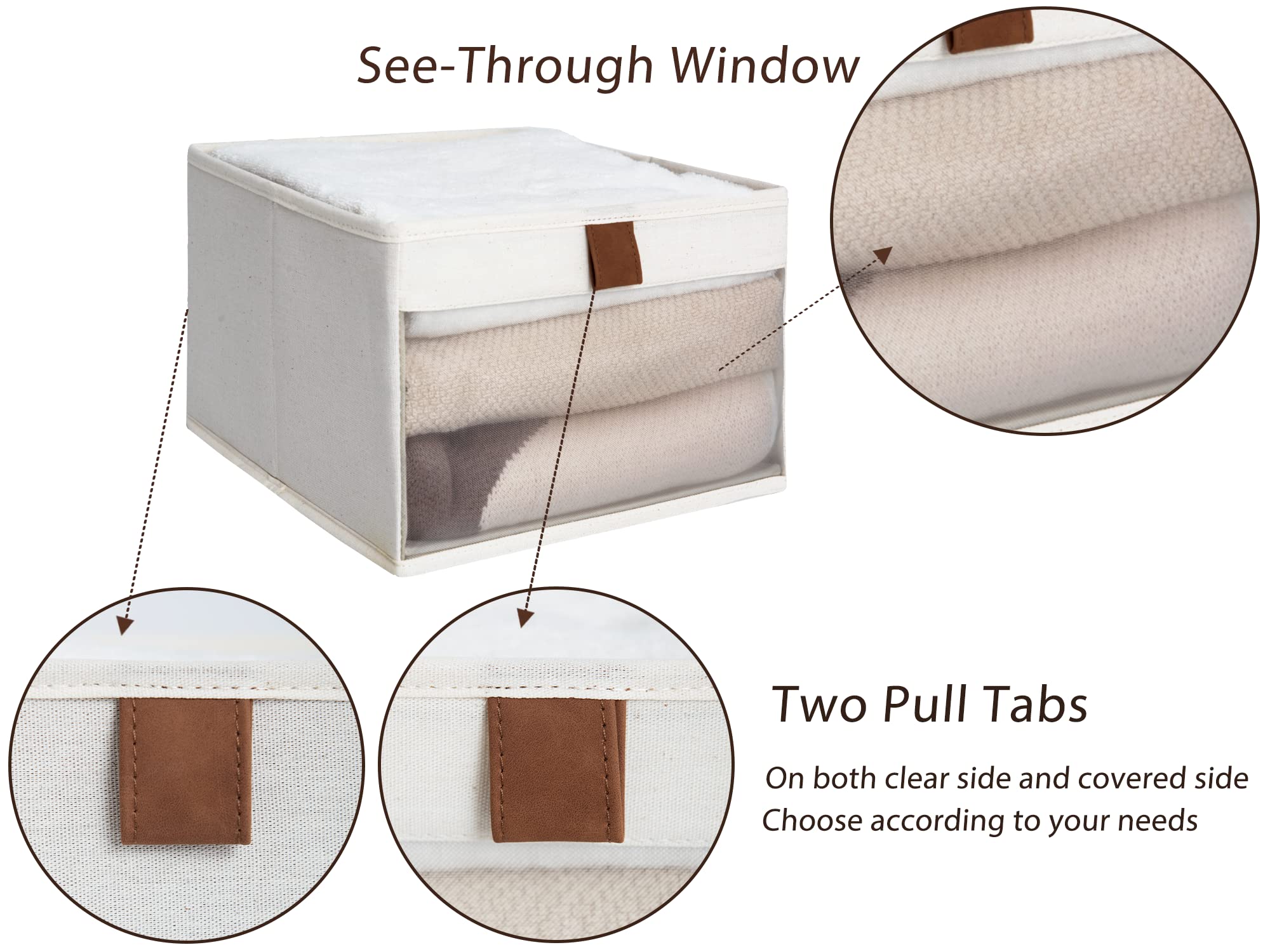 StorageWorks Closet Storage Bins with Clear Window 3 pack, Storage Baskets for Organizing, Foldable Storage Baskets for Shelves 3 pack