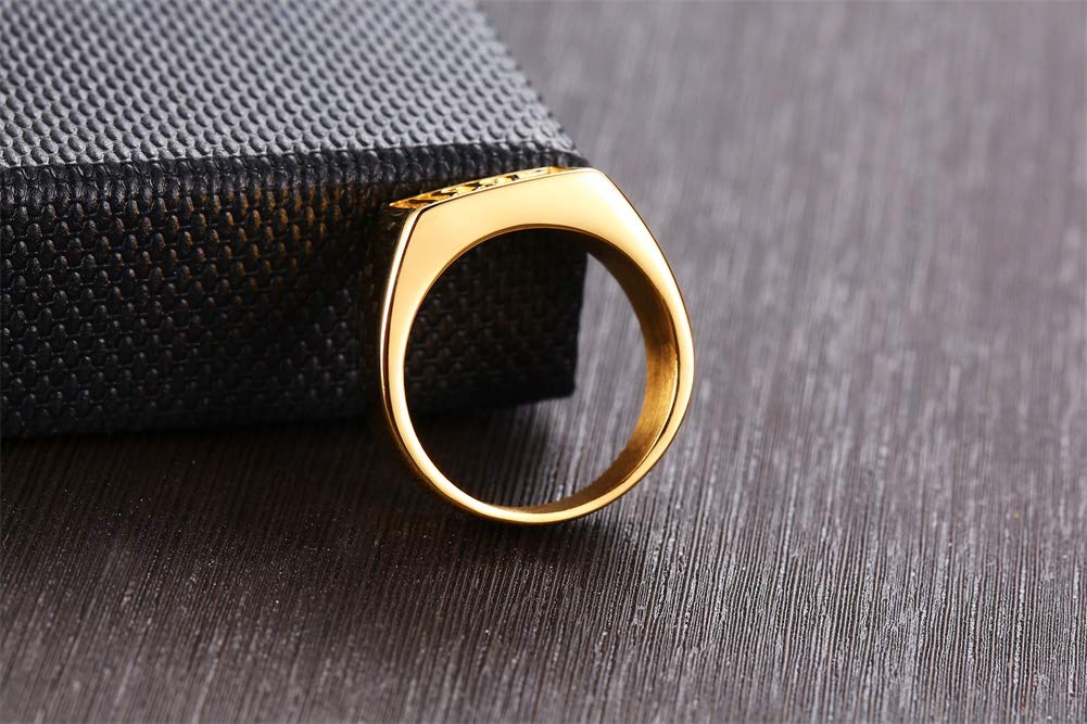 VNOX 18k Gold Plated Islamic Allah Suqare Ring Muslim Signet Ring for Arabic Islamic Muslim Prayer,Pinky Ring,Size 12
